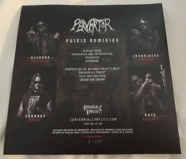 PERVERTOR (NZL) - Putrid Dominion LP (RED VINYL, Ltd Ed of 150 ...